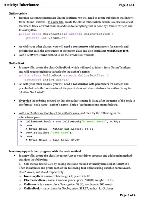 Solved Activity Inheritance Page Of Goals By The End Chegg