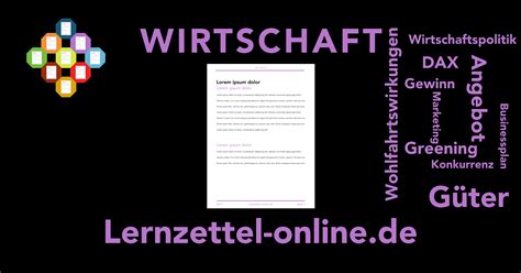 Lernzettel Übersicht Wirtschaft