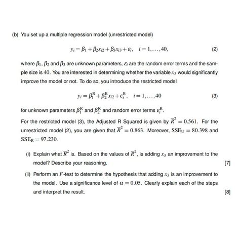 Solved B You Set Up A Multiple Regression Model Chegg Com