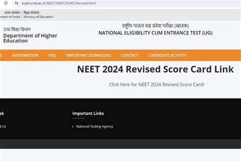 Neet Ug Result 2024declared Check Nta Neet Revised Scorecard At