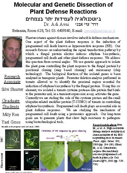 Molecular And Genetic Dissection Of Plant Defense Reactions