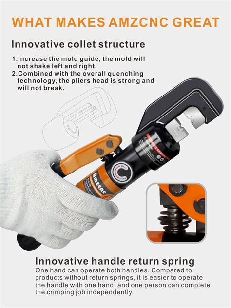AMZCNC Hydraulic Cable Lug Crimper 8 US TON 12 AWG To 00 2 0
