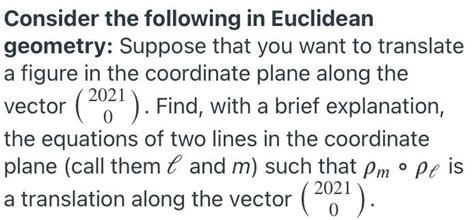 solved consider the following in euclidean geometry suppose