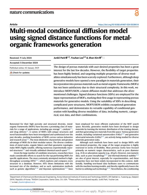 Pdf Multi Modal Conditional Diffusion Model Using Signed Distance Functions For Metal Organic