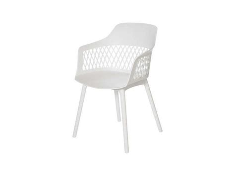 Chaise Légère En Polypropylène Blanc Avec Accoudoirs Et Pieds En Métal