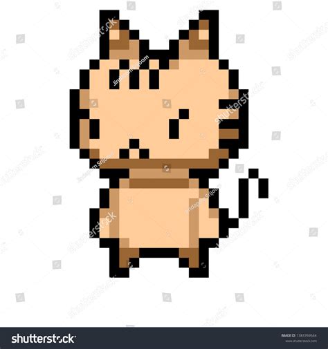 Vektor Stok Pixel Art Cat Version Cartoon Tanpa Royalti 1383769544 Shutterstock
