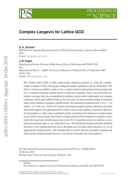 Pdf Complex Langevin For Lattice Qcd