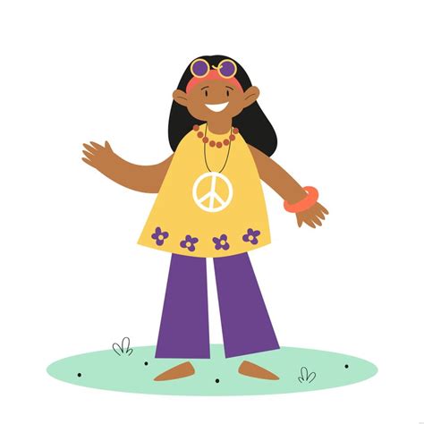 Hand Drawn Clipart Illustration With Hippie Groovy Mushrooms In Clip