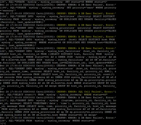 Cmdphp Error A Db Exec Failed Error126 · Issue 148 · Cactipluginsyslog · Github