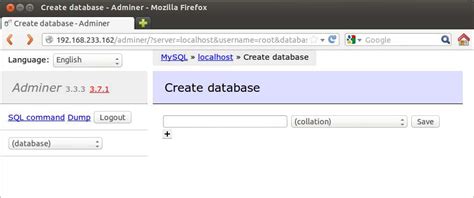 how to set up web based database management system with adminer