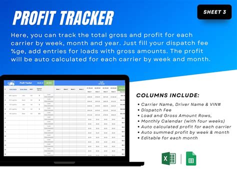 Freight Dispatch Management Spreadsheet Load Tracker Truck Etsy
