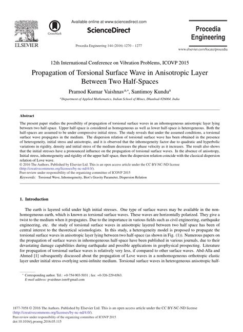 Pdf Propagation Of Torsional Surface Wave In Anisotropic Layer