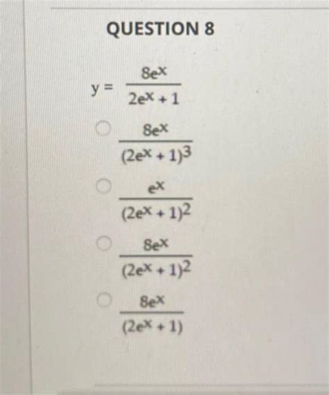 Solved Question 8 Y Sex 2ex 1 Sex 2ex 13 Ex 2ex