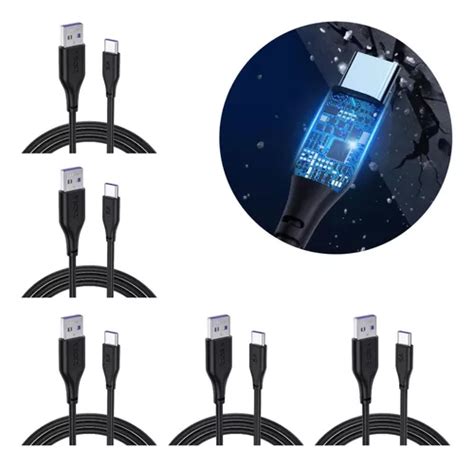 5 Pzas Cable Carga Micro Usb C Reforzado Uso Rudo 1m T3745 Cuotas Sin