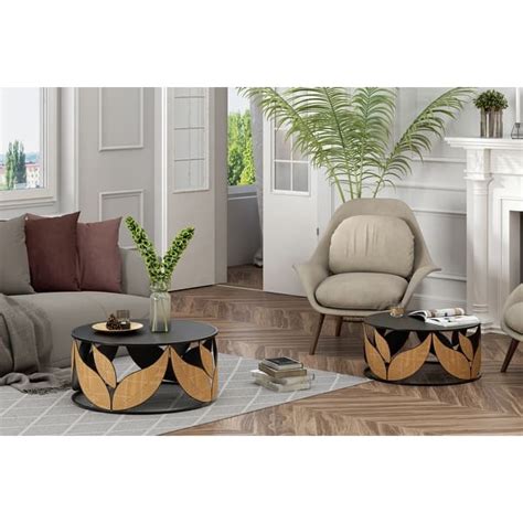 Cozayh Modern Farmhouse Coffee Table Set Of 2 Round Coffee Table Fully