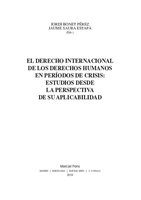 Pdf El Derecho Internacional De Los Derechos Humanos En Períodos De