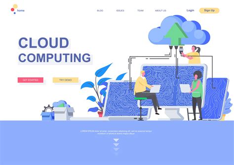 Cloud Computing Flat Landing Page Template Vector Art At Vecteezy