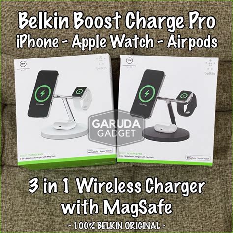 Jual Belkin 3in1 Boost Charge Pro Wireless Charger MagSafe Stand IPhone