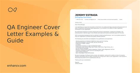 Top QA Engineer Cover Letter Examples For Top QA Engineer Cover Letter Examples For