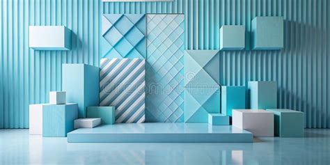 Abstract Geometric Patterns In Shades Of Light Blue Minimalist And Soothing Generative By Ai
