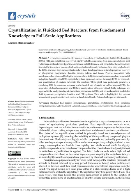 Pdf Crystallization In Fluidized Bed Reactors From Fundamental