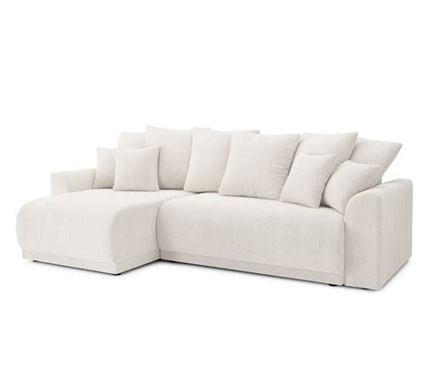 Canap D Angle Nova Convertible Tissu Bouclette Blanc Places Canap But