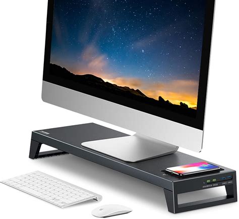 Buy Monitor Stand Monitor Stand Riser With Windows Hello Fingerprint ID Wireless Charging Dual