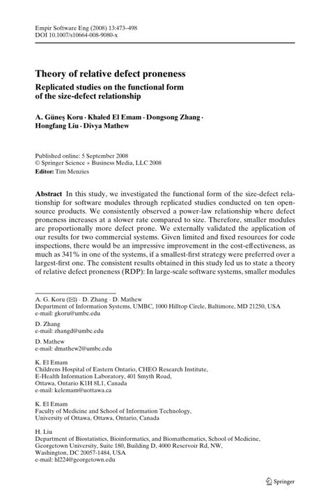 Pdf Theory Of Relative Defect Proneness