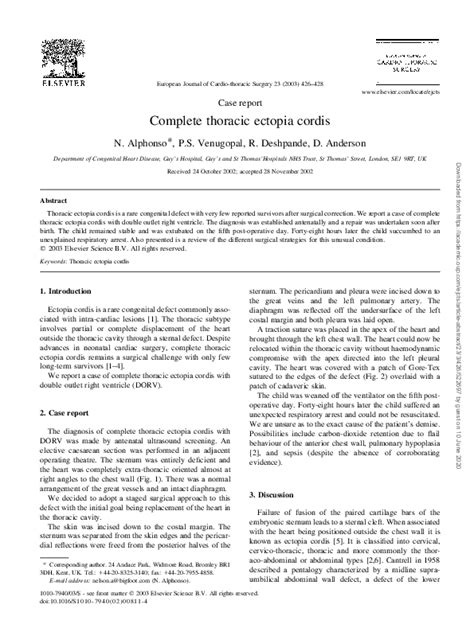 Pdf Complete Thoracic Ectopia Cordis