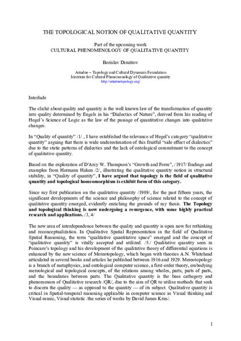 Doc The Topological Notion Of Qualitative Quantity