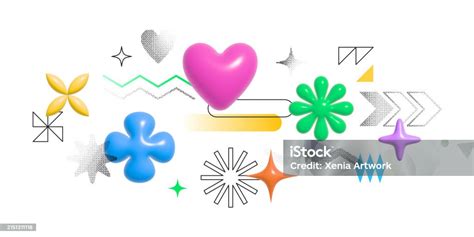 대담한 3d 개체 픽셀 모양 선형 Elements8bit 추상 90 년대 스타일 일러스트 레이 션과 벡터 그래픽 구성 인쇄 전단지 배너 브로셔 브랜딩을 위한 트렌디한 디자인