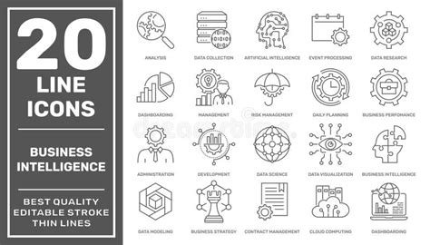 Set Of Business Intelligence Icons Such As Machine Learning Data Modeling Visualization Risk