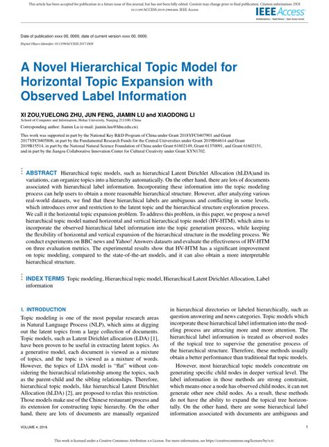 pdf a novel hierarchical topic model for horizontal topic expansion