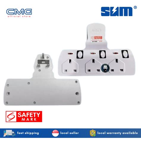 SUM 3 Way T Adaptor Socket Plug Extension With Neon Switch TS333N 13A 250V 50 60Hz