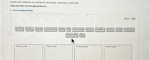 Solved Classify Each Substance As A Strong Acid
