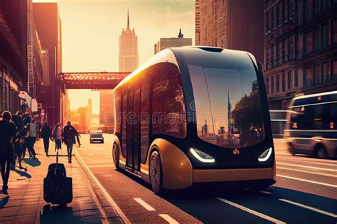 Autonomous Shuttle Ferrying Passengers To Their Destinations On The