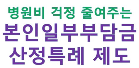 병원비 부담 줄여주는 국가지원제도 1 본인일부부담금 산정특례제도 네이버 블로그