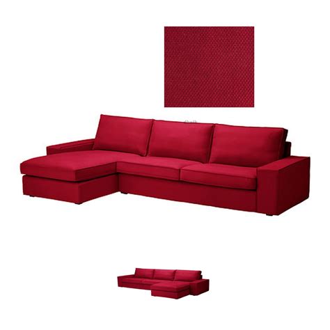 Ikea Kivik 3 Seat Sofa W Chaise Longue Slipcover Cover Dansbo Medium Red