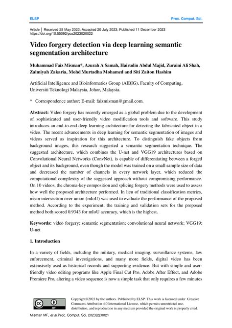 Pdf Video Forgery Detection Via Deep Learning Semantic