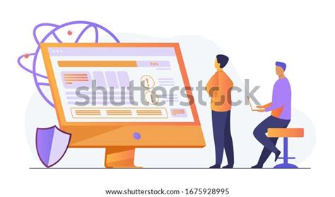 Developers Testing Software Man Laptops Watching Stock Vector Royalty Free 1675928995