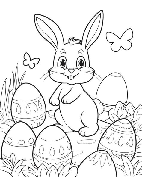 Dibujos De Conejo De Pascua Y Huevos Para Colorear Para Colo