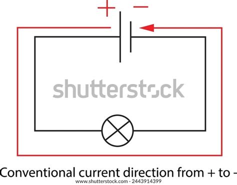 Simple Circuit Diagram Showing Direction Conventional Stock Vector Royalty Free
