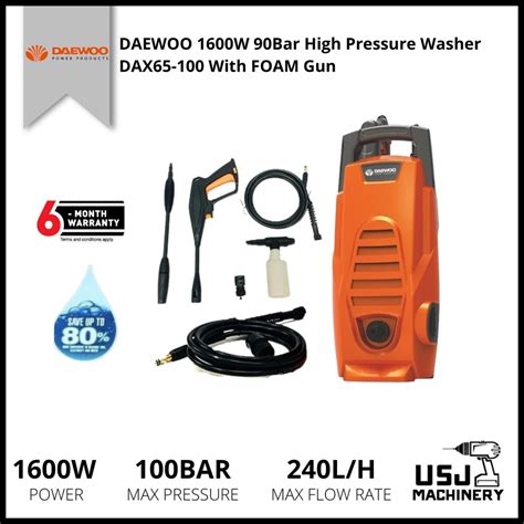 DAEWOO 1600W 90Bar High Pressure Washer DAX65-100 With FOAM Gun ...