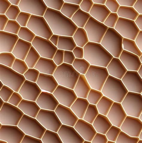 Abstract Honeycomb Texture Beige Geometric Pattern Of Interlocking Cells Stock Illustration