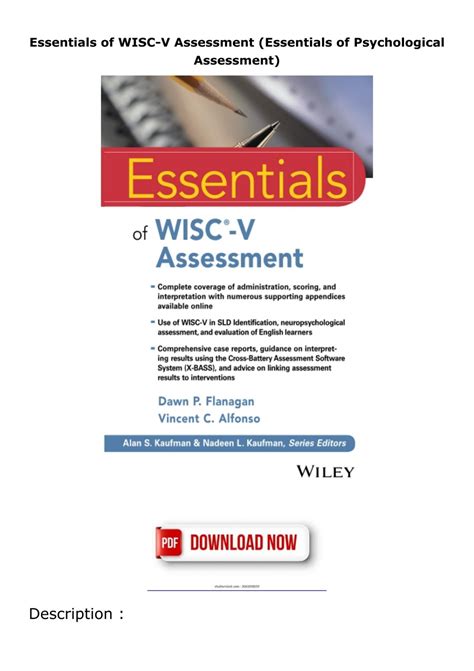 Pdf Essentials Of Wisc V Assessment Essentials Of Psychological Assessment