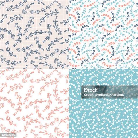 파스텔 색상의 패턴의 꽃 벡터 원활한 세트입니다 손으로 그린 간단한 낙서 그림입니다 섬유 벽지 포장 등에 이상적입니다 가리기에 대한 스톡 벡터 아트 및 기타 이미지 Istock