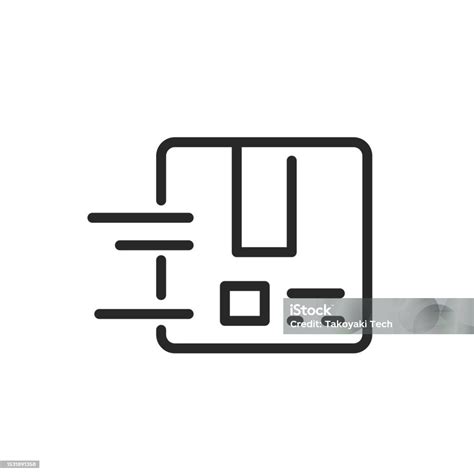 빠른 배달 소포 아이콘입니다 시각 속도 효과가 있는 상자의 벡터 선형 편집 가능한 기호로 빠른 배송과 효율적인 물류 서비스 및