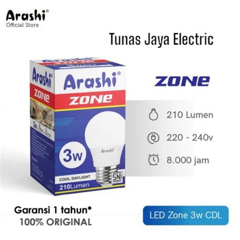 Jual Lampu LED 3 Watt Zone ARASHI Standar SNI GARANSI 1 Tahun Kota Surabaya Tunas Electric