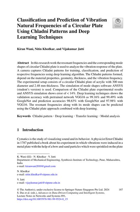 Pdf Classification And Prediction Of Vibration Natural Frequencies Of
