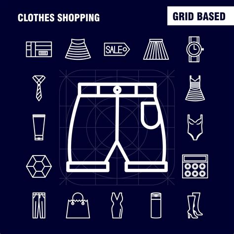 Clothes Shopping Line Icons Set For Infographics Mobile Uxui Kit And Print Design Include Dress